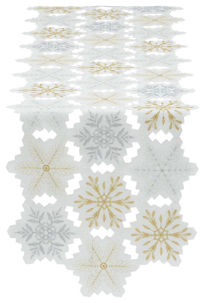 Embroidered Snowflakes Table Runner - Contemporary - Table Runners - by ...