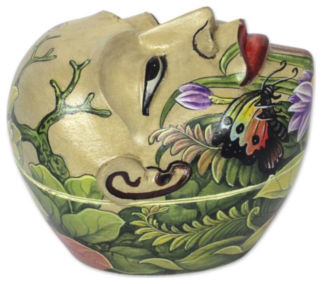 NOVICA Portrait Of Anggada And Wood Box - Tropical - Decorative Boxes ...