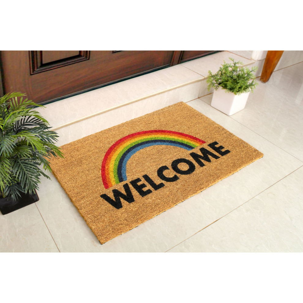 Multi Machine Tufted Welcome Rainbow Doormat, 18" x 30", 18" x 30 ...
