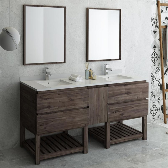 Fresca Formosa 72" Wood Bathroom Vanity with Open Bottom and Mirrors in ...
