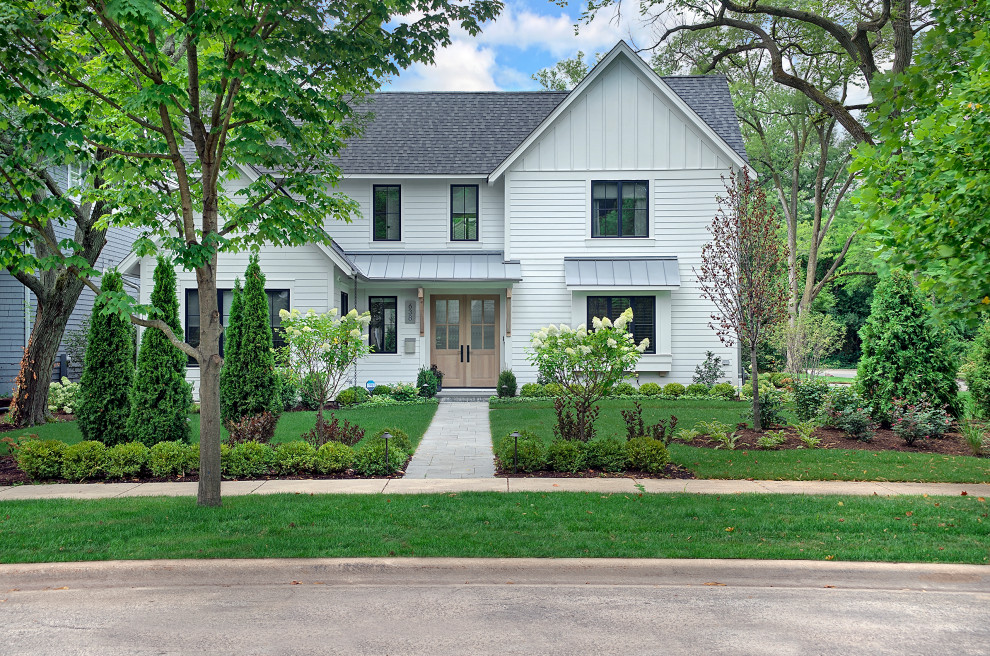 White Contemporary Farm House - Farmhouse - Exterior - Chicago - by ...