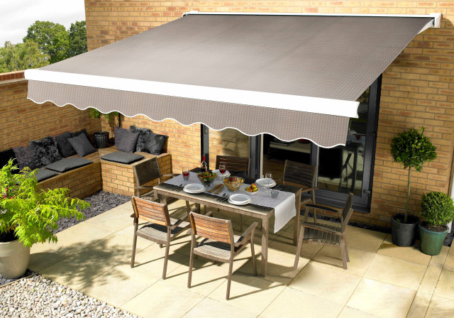Neutral Awning Modern Rustic Garden - Modern - Patio - Other - by ...