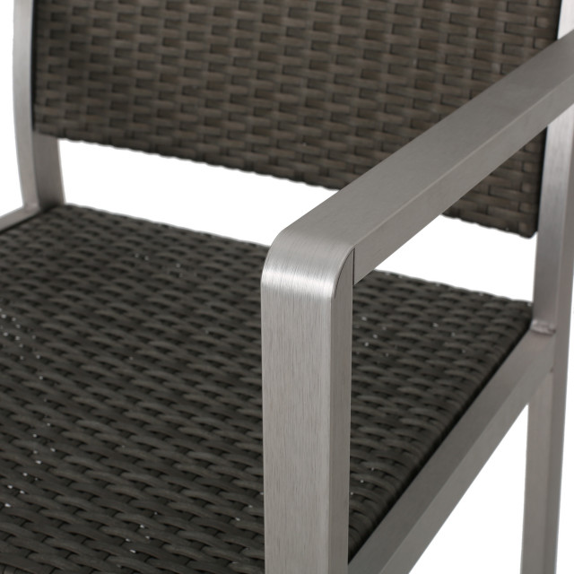 GDF Studio Capral Outdoor Gray Wicker Bar Stools, Set of 2 - Tropical ...