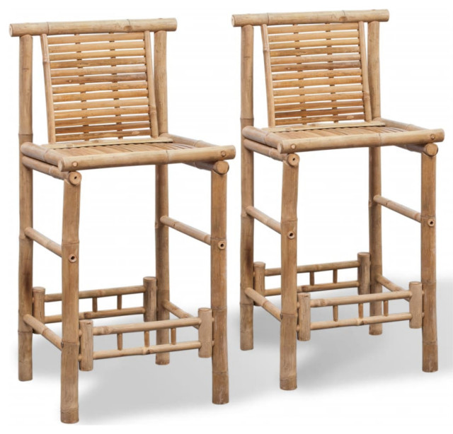 Vidaxl Bar Stools, Set of 2, Bamboo - Asian - Bar Stools And Counter ...