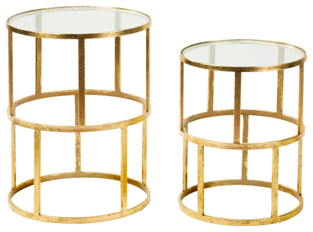 Set of 2 Round Gold Accent Side Tables - Contemporary - Side Tables And ...