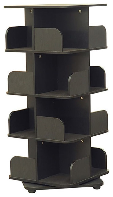IN Room Furniture Designs Revolving Transitional Wood Bookcase in Black ...