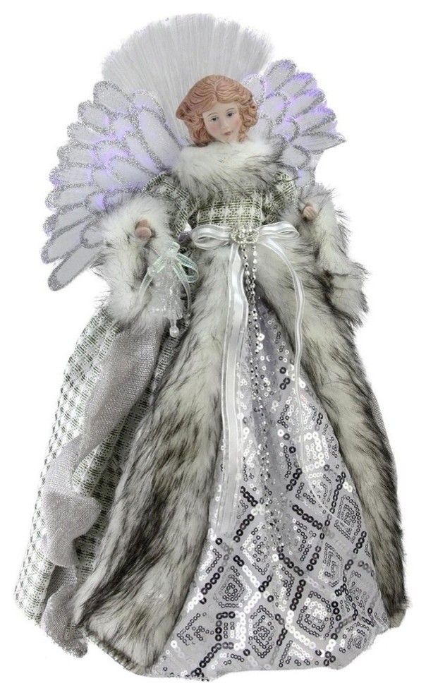 Lighted Battery-Operated Fiber Optic Angel Christmas Tree Topper, 16 ...
