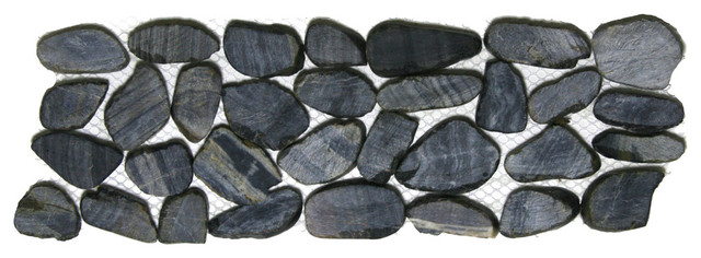 Natural stone border tile, sliced tiger pebble, hand-chosen, mesh ...