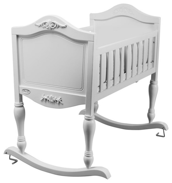 Orbelle Gaga Modern New Zealand Pine Solid Wood Rocking Cradle in White ...