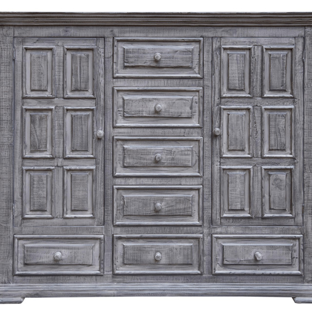 64" Gray Solid Wood Seven Drawer Gentlemans Chest - Farmhouse ...