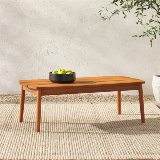 Modern Outdoor Spindle Style Solid Wood Coffee Table - Brown ...
