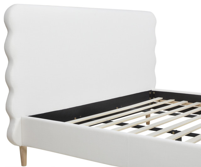 Stockholm Modern Wavy Headboard Platform Bed, King - Midcentury ...