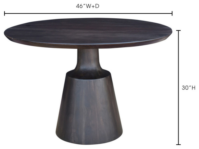 46" Dark Brown Wood Round Dining Table Unique Pedestal Carved Base - Contemporary - Dining ...