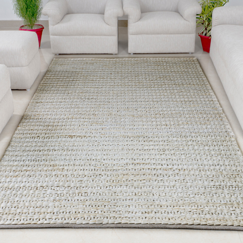 Hand Woven Loop Striped Woven Jute Rug by Tufty Home, 5x8 - Beach Style ...