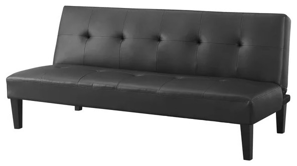 Modern Armless Futon Sofa, Comfortable Faux Leather Upholstered Seat ...