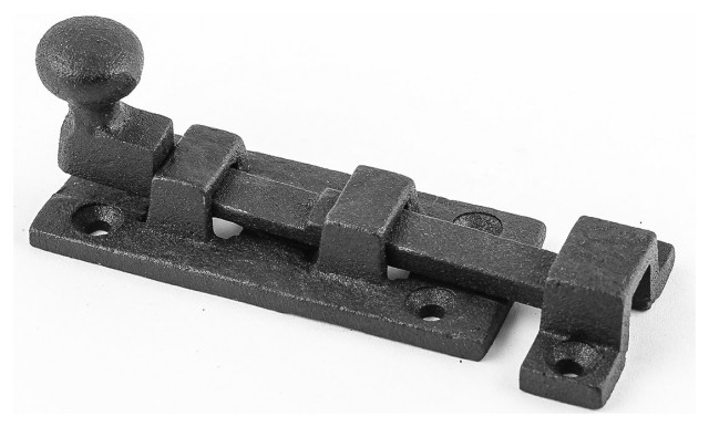 Black Wrought Iron Slide Bolt 3.5" Wide Rustproof Finish Door Bolt ...