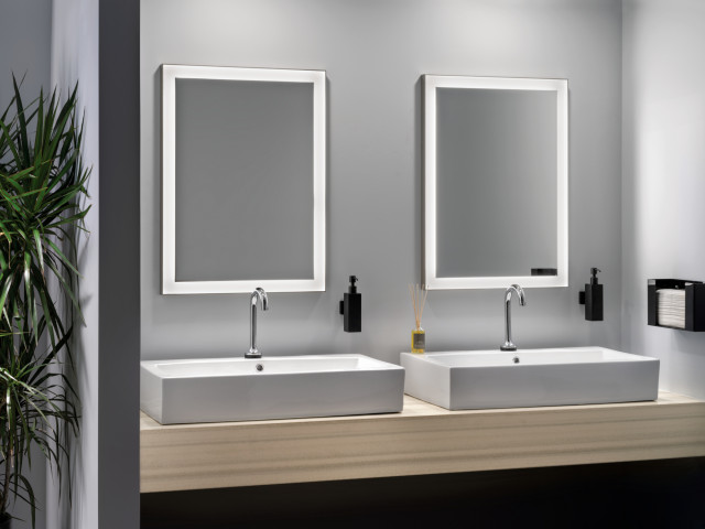 Ryame 31.5" Rectangular Matte Silver Mirror LED - Modern - Bathroom ...