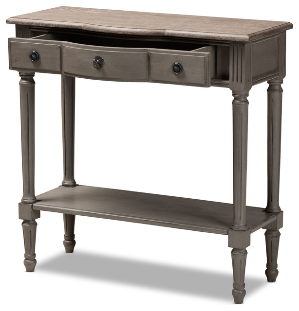 Ginny French Provincial Gray Finish 1-Drawer Wood Console Table - Traditional - Console Tables ...