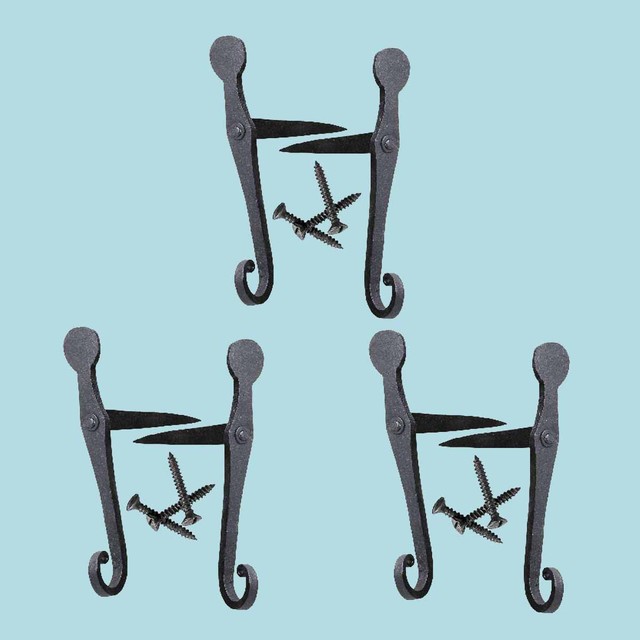 Black Shutter Dog Holders 7 in Wrought Iron Rat Tail Shaped Curved Pack ...