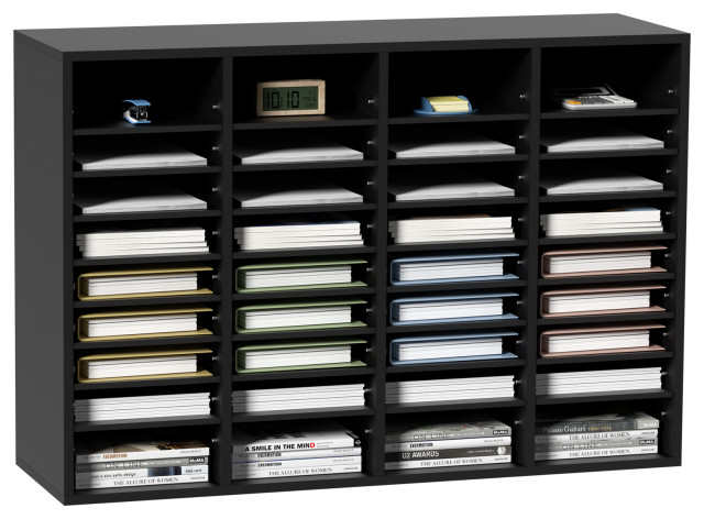 36 Compartments Wood File Organiser Office Mailbox with Adjustable ...