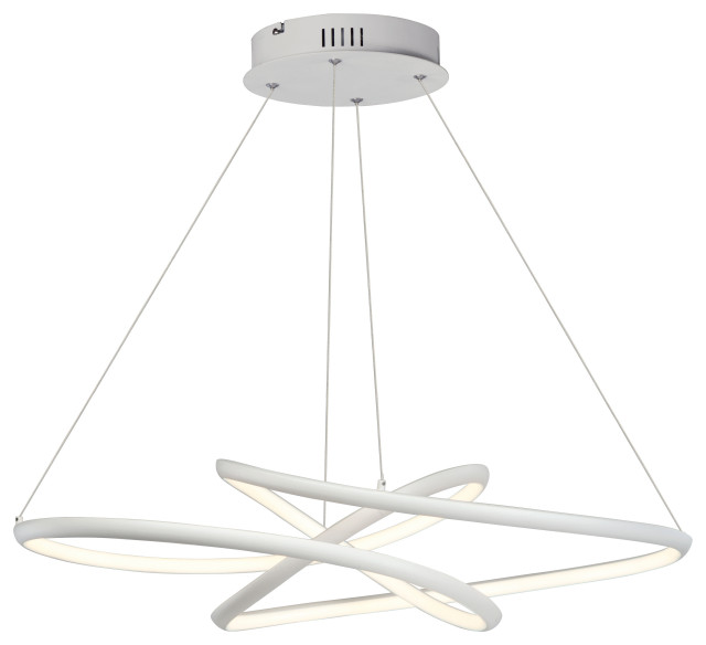 Twisted LED Pendant, Matte White - Modern - Chandeliers - by Buildcom ...