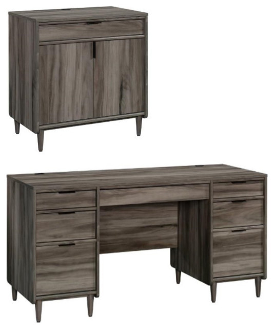 Home Square 2-Piece Set with Executive Desk & Library Base Storage ...