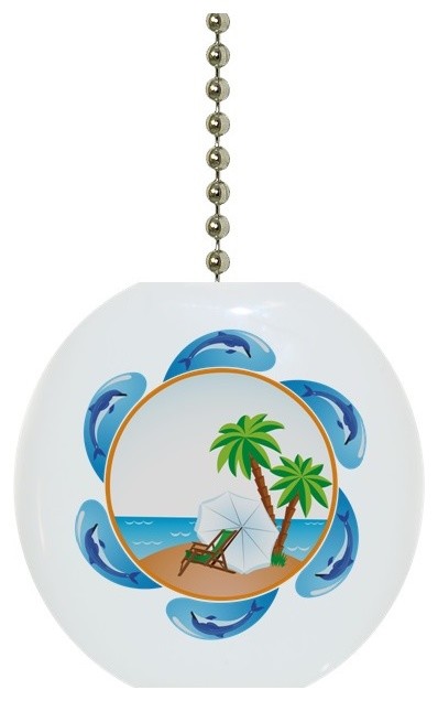 Beach with Dolphin Border Ceiling Fan Pull - Traditional - Ceiling Fan ...