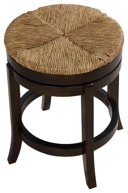 Hennepin Solid Wood Backless Swivel Counter Stool, 24" Straw Seat, 24 ...