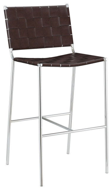 Adelaide Upholstered Bar Stool With Open Back Brown and Chrome ...