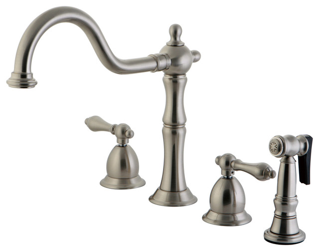 Heritage Double Handle Kitchen Faucet with Brass Side Sprayer ...