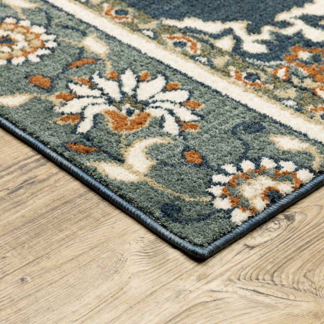 Farren Floral Medallion Area Rug, 2'3"x7'3" - Traditional - Hall And ...