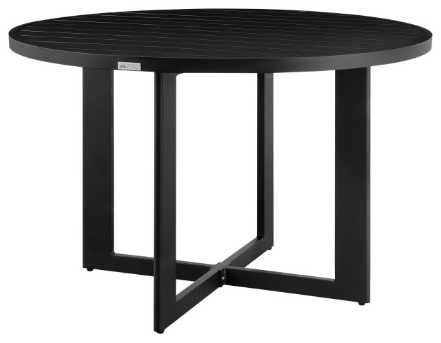 Cayman Outdoor Patio Round Dining Table, Aluminum - Transitional ...