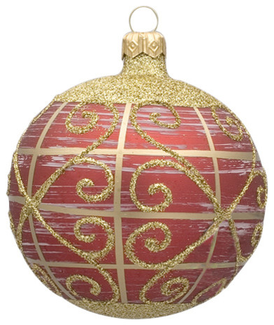 Ruby Ball Ornament With Gold Lattice - Traditional - Christmas ...