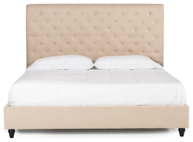 Maggie Beige Fabric Bed, King - Modern - Beds - by Rustic Home ...