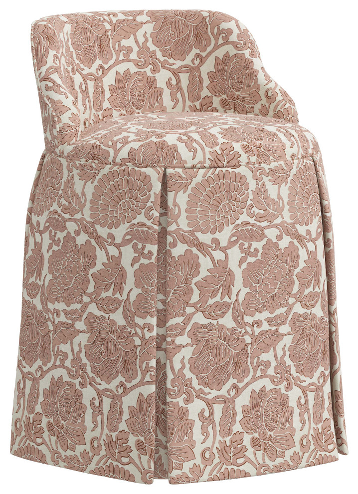 Skirted Vanity Chair, Japanais Dusty Pink, One Size - Traditional ...