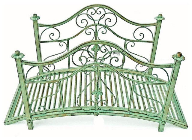 Rustic Green Finish Iron Garden Bridge 18"x40" - French Country ...