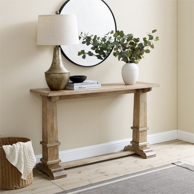 Pemberly Row Rectangular Top Farmhouse Wood Console Table in Rustic ...