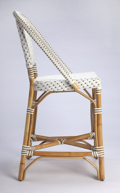 Butler Solstice White and Tan Rattan Counter Stool - Tropical - Bar ...