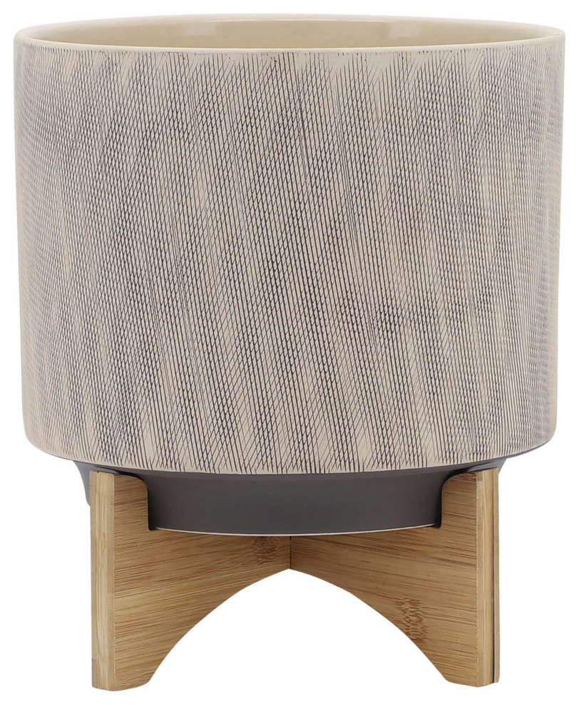 10" Mesh Planter W/ Stand, Tan - Contemporary - Outdoor Pots And ...