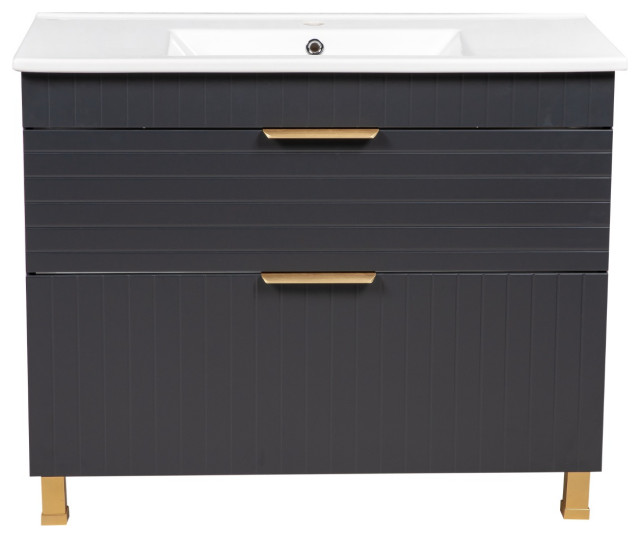 Modern Free Standing Bathroom Vanity | Trevi Antracite Matte 26", 40 ...