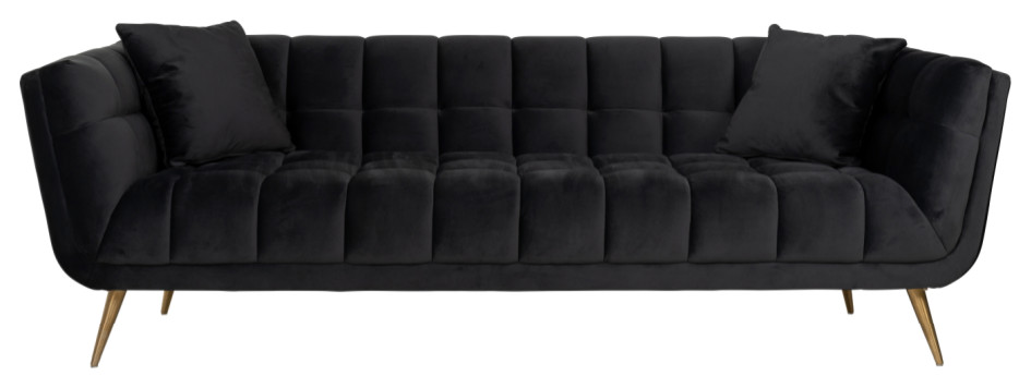 Anthracite Velvet Channel Stitched Sofa | OROA Huxley - Midcentury ...