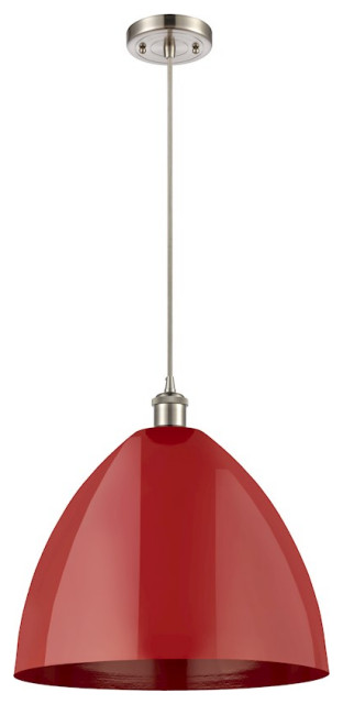 Innovations Plymouth Dome 16" Mini Pend LED, BSN/Red - Contemporary ...