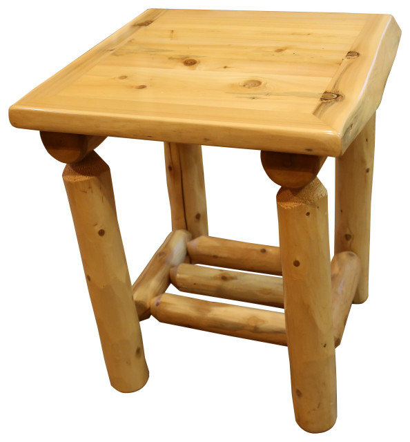 White Cedar Log Open Nightstand - Rustic - Nightstands And Bedside ...