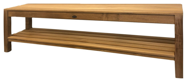 Teak Shower Bench Coach 59" (150 cm) with shelf - Traditional - Shower ...