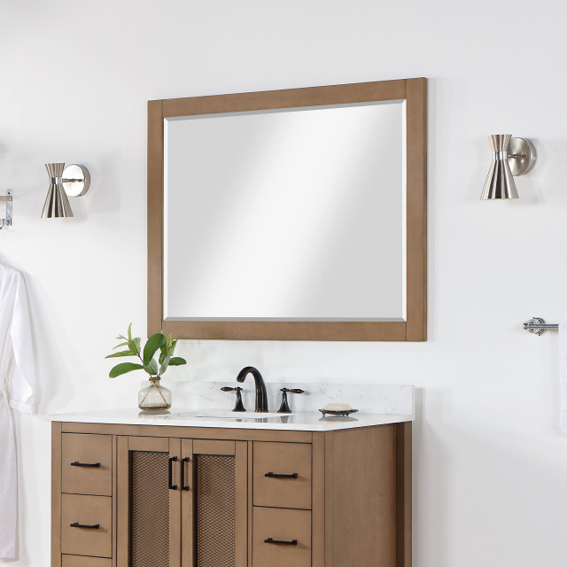 Ivy Rectangular Bathroom Wood Framed Wall Mirror, 48" - Transitional ...