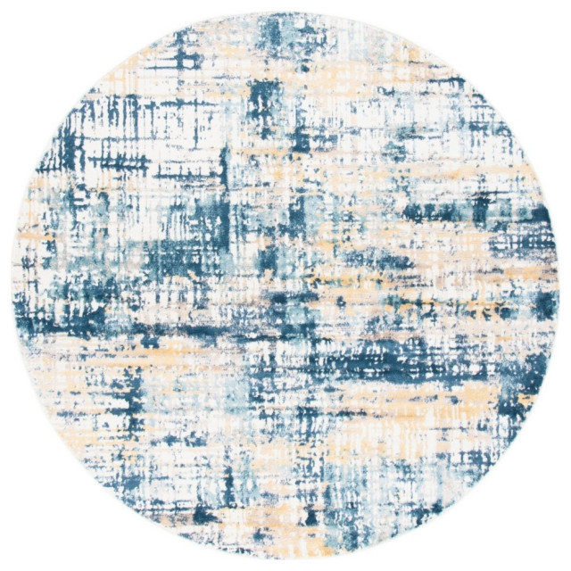 Safavieh Skyler Collection Sky540m Navy / Gold Rug, 6-7 X 6-7 Round ...