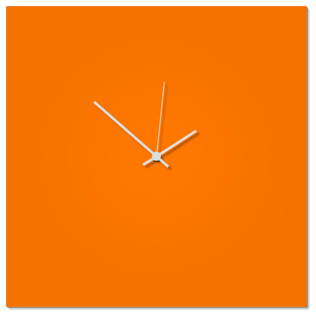 Contemporary Clock 'Orangeout White Square Clock' Artistic Orange ...