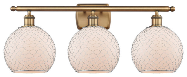 Farmhouse Chicken Wire 3-Light Bath Vanity-Light - Industrial ...