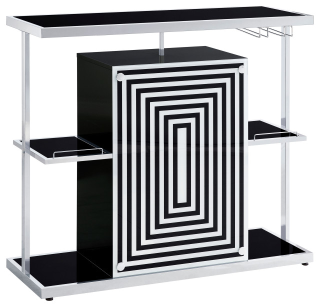 Zinnia 2-tier Bar Unit Glossy Black and White - Contemporary - Bar ...