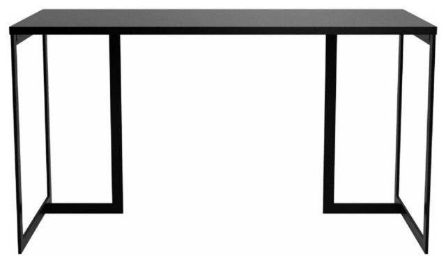 Modern Desk, Sleek Geometric Black Metal Base With Rectangular MDF Top ...